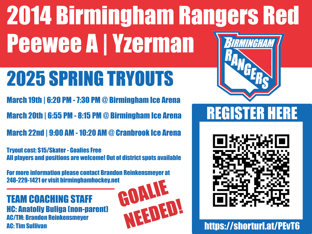 Birmingham Hockey Association | 2014 Rangers Red | Travel Hockey | 2024 ...