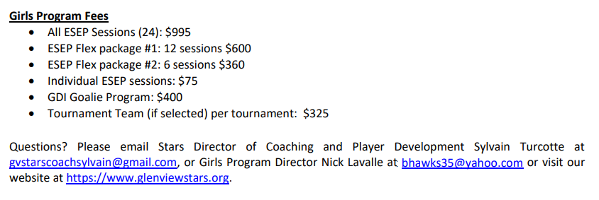 Glenview Stars Hockey Association | National Bound Girls Tryouts