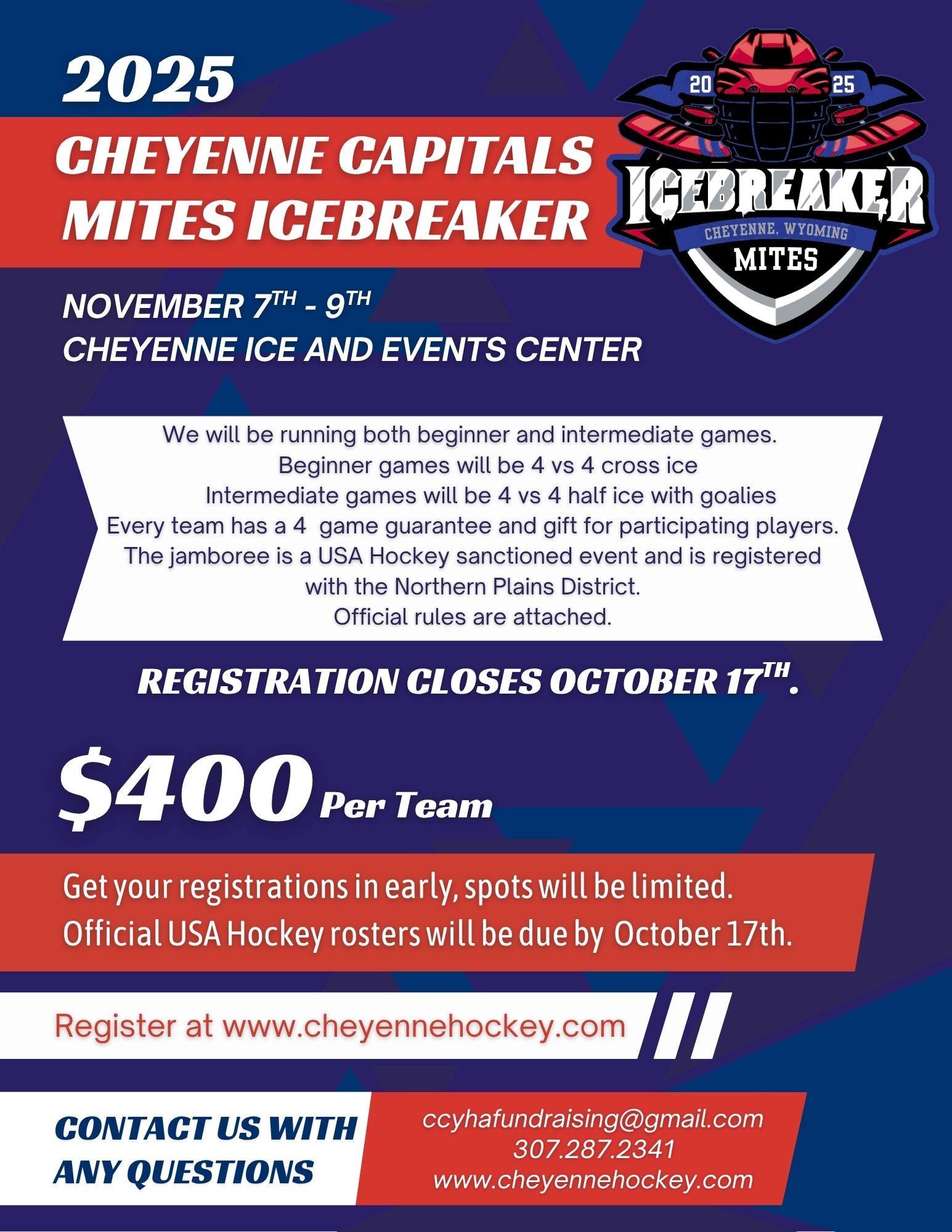Cheyenne Capitals Youth Hockey Association | Mites Icebreaker Tournament
