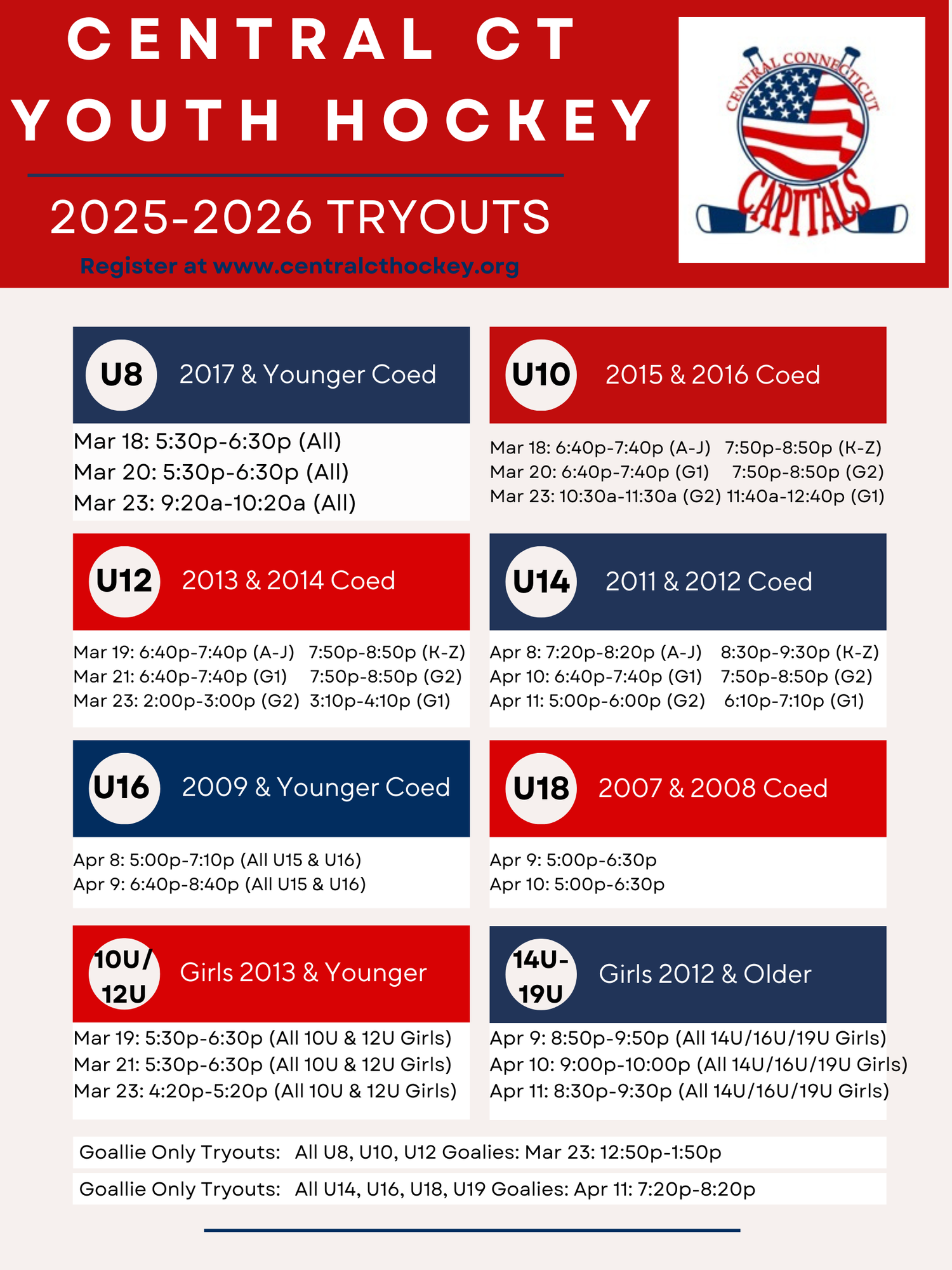 Central Connecticut Youth Hockey | Travel Tryouts