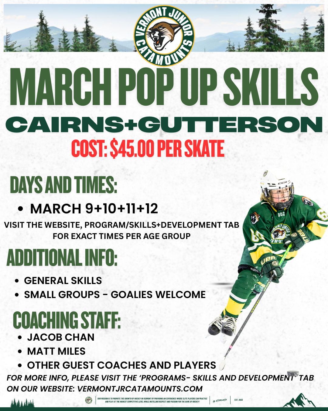 Vermont Junior Cats Hockey | Skills and Development