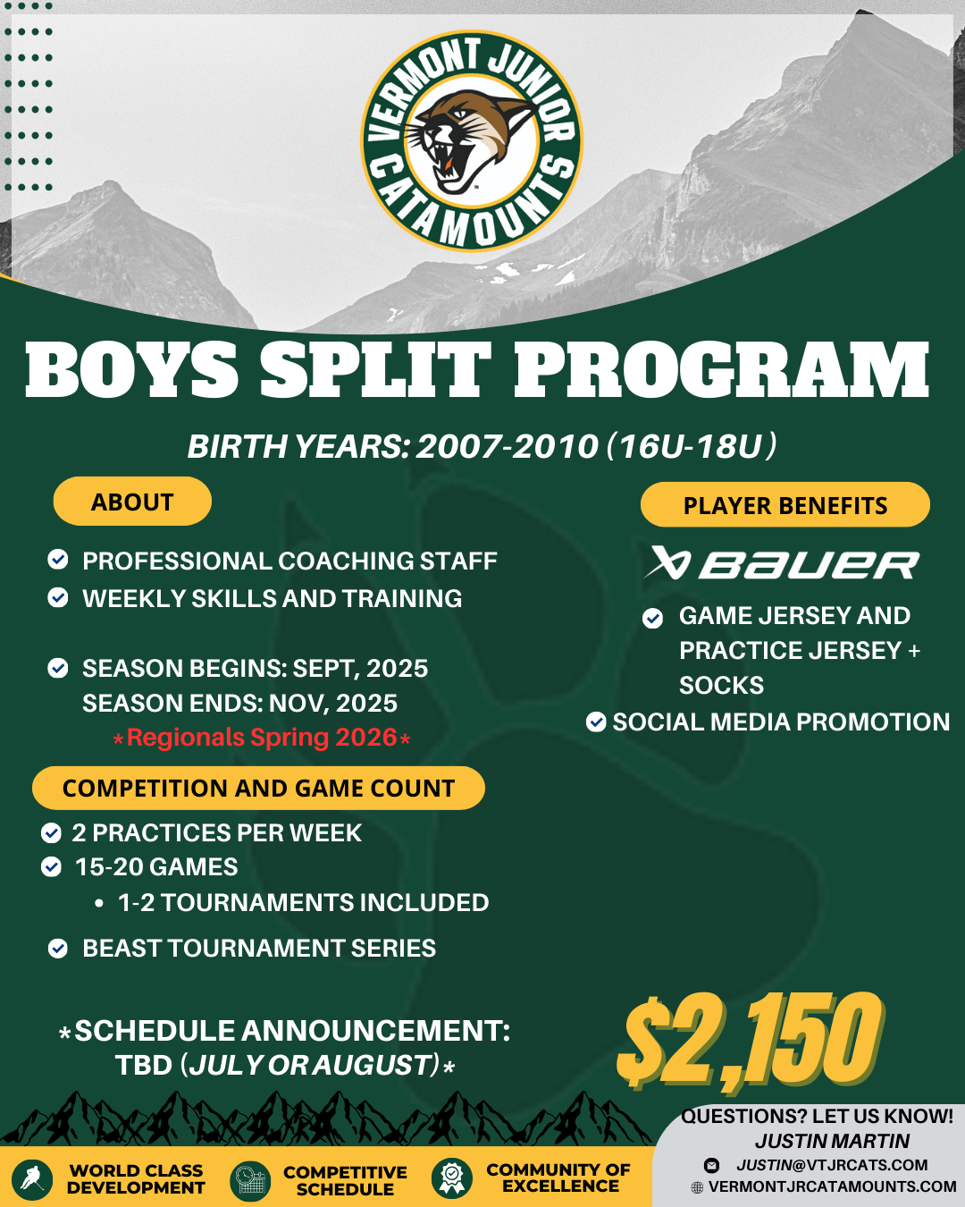 Vermont Junior Cats Hockey | The Program