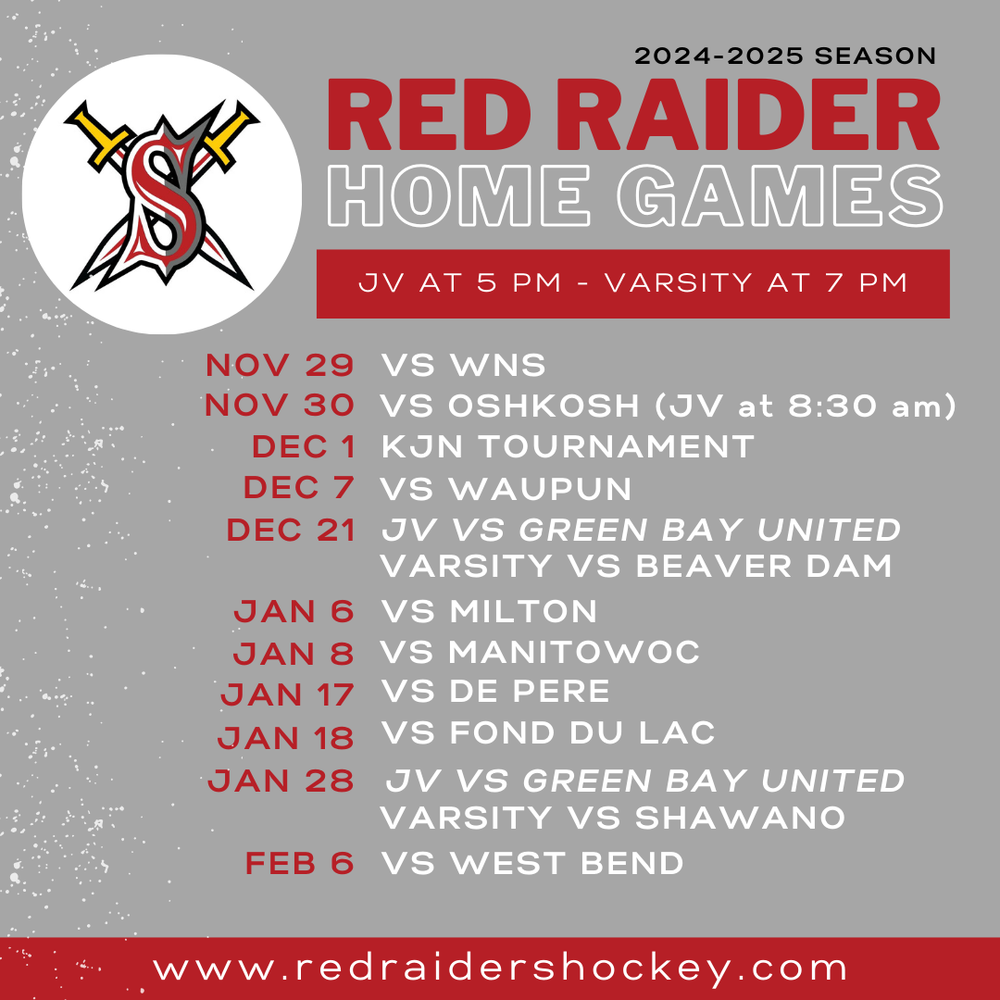 Sheboygan Red Raiders Hockey | 2024-25 Season Schedule Posted
