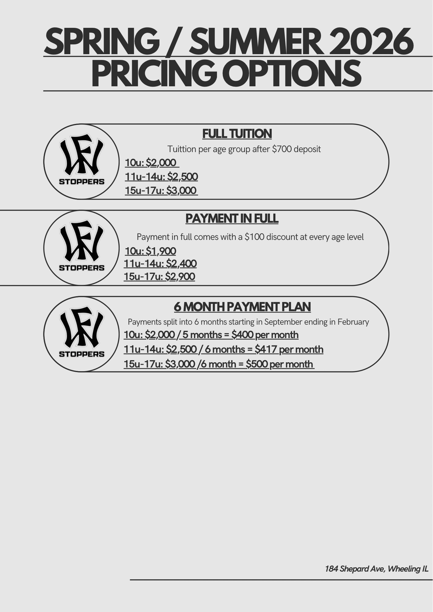 Wow Factor Stoppers | 2025-2026 Youth Fees