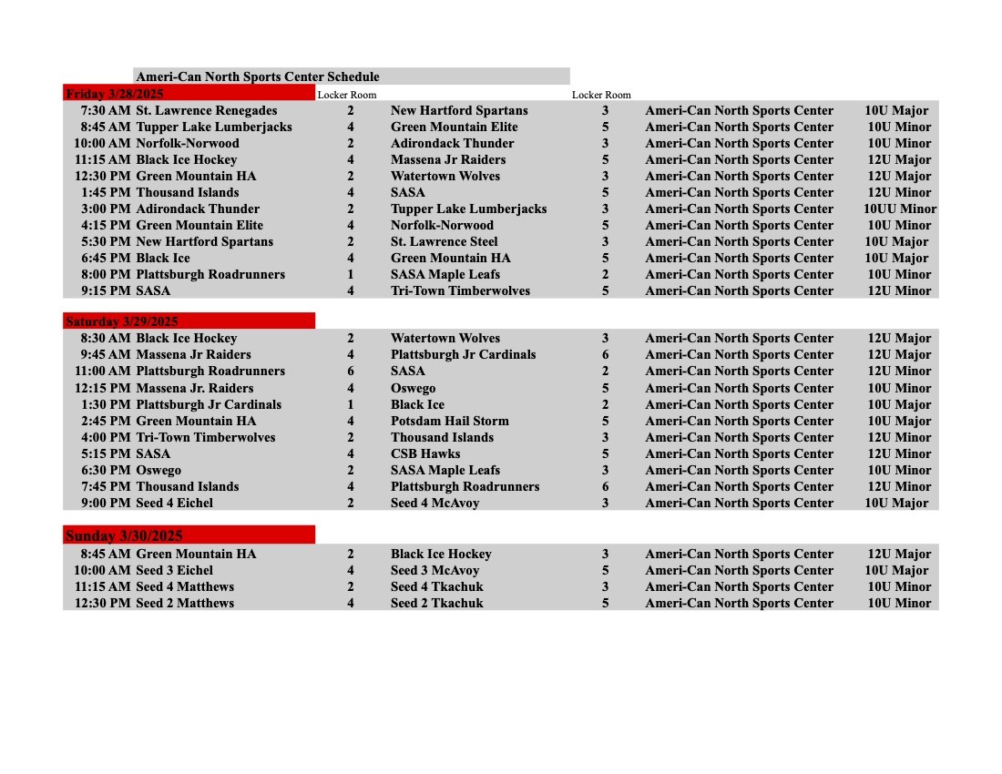 Plattsburgh Youth Hockey | Junior Cardinals Classic